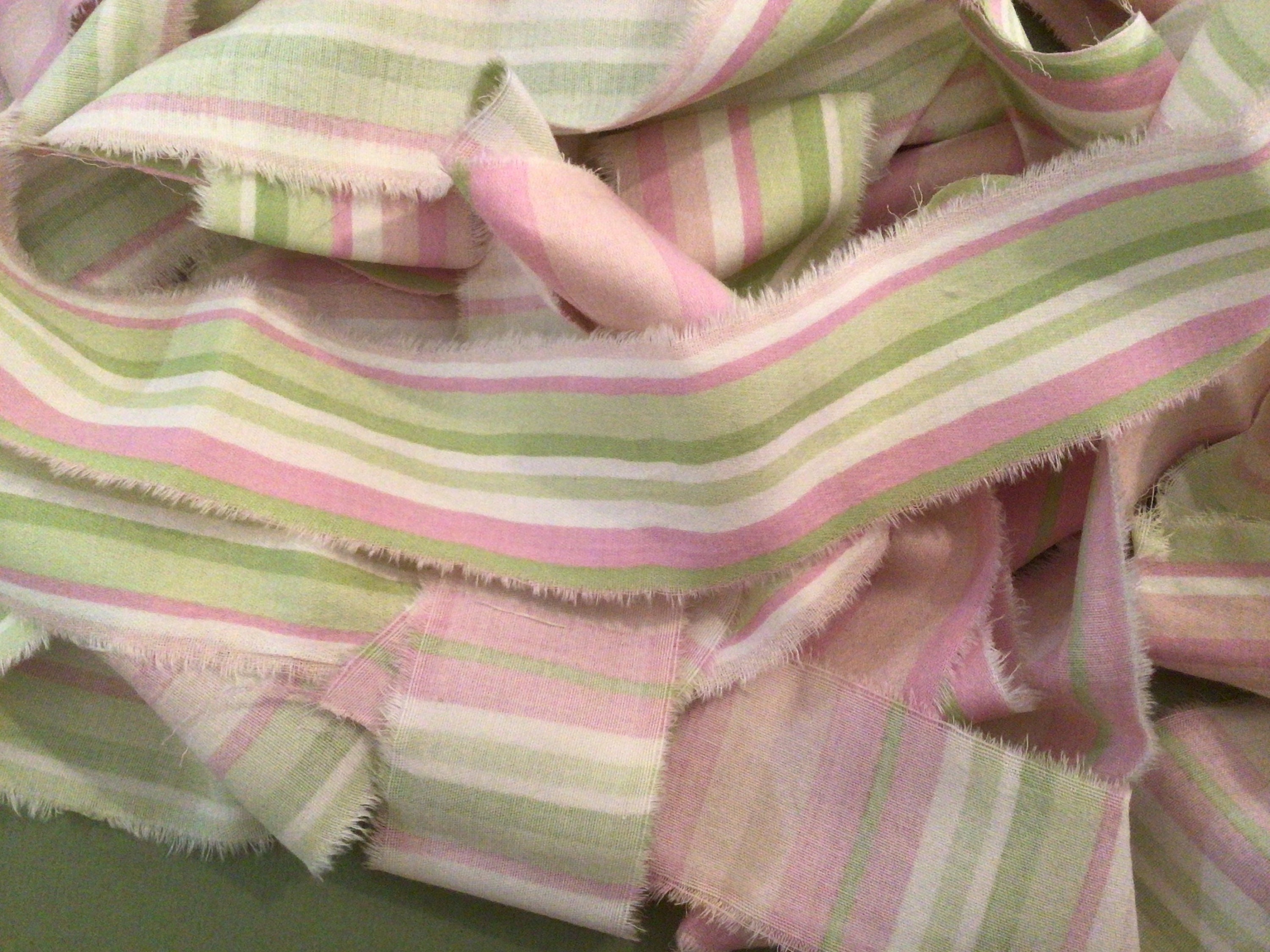 Hand Torn Fabric Ribbon 2 Hand Torn Ribbon Pink and Green Stripe Ribbon ...