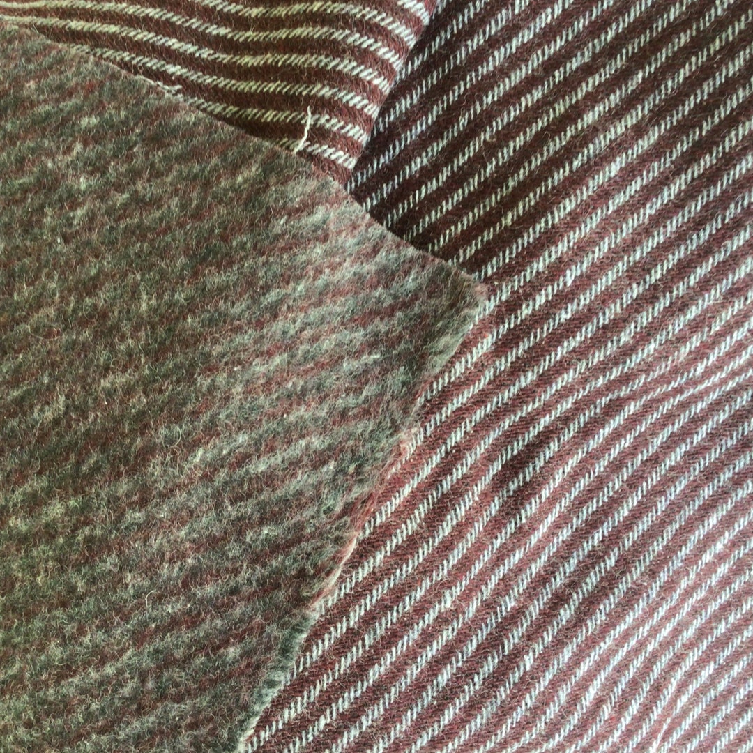 Wool Plaid Fabric Purple/maroon and Gray Stripe Fabric SBTHY - Etsy