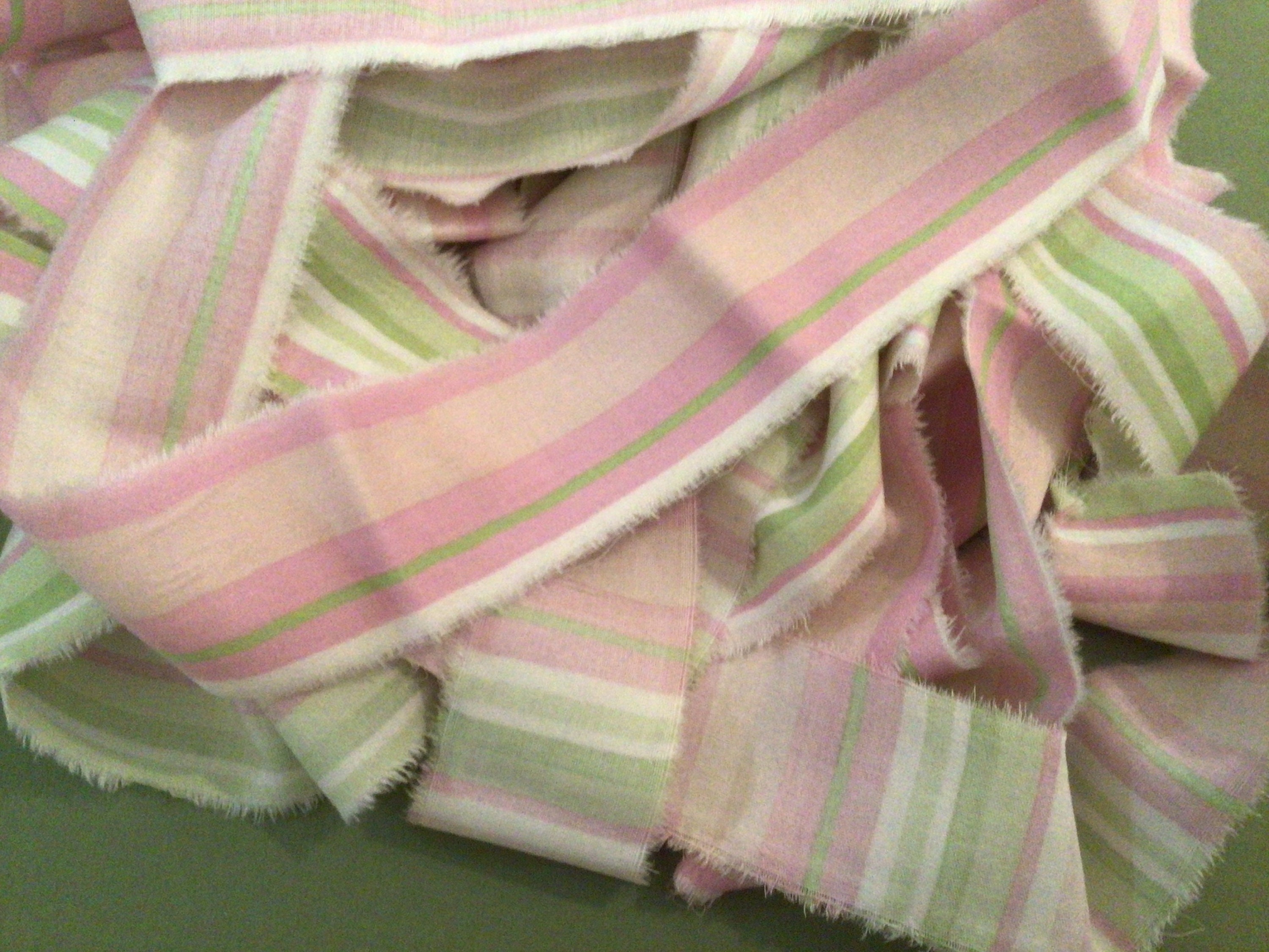 Hand Torn Fabric Ribbon 2 Hand Torn Ribbon Pink and Green Stripe Ribbon ...