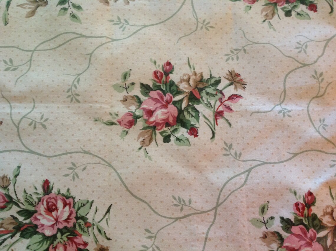1988 Carleton V. Creations Fabric Sample Glazed Chinz Hand Screen Print ...