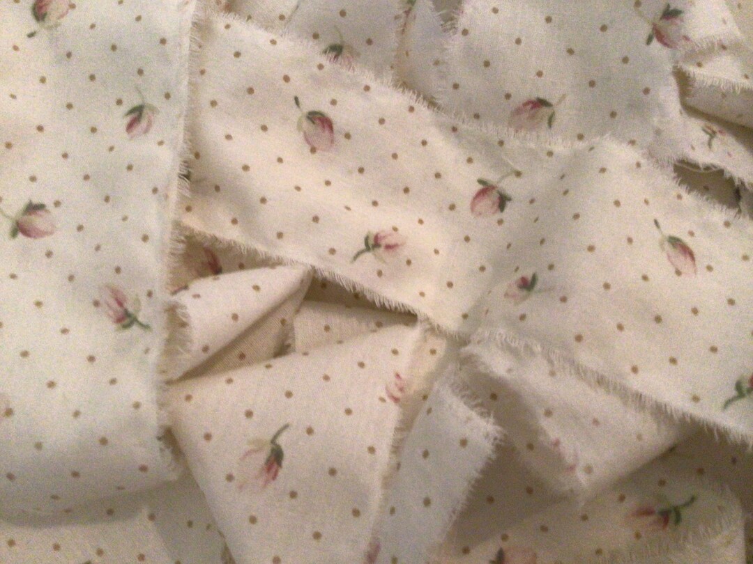 Hand Torn Fabric Ribbon 2” Hand Torn Ribbon Tiny Rosebud Ribbon Junk ...