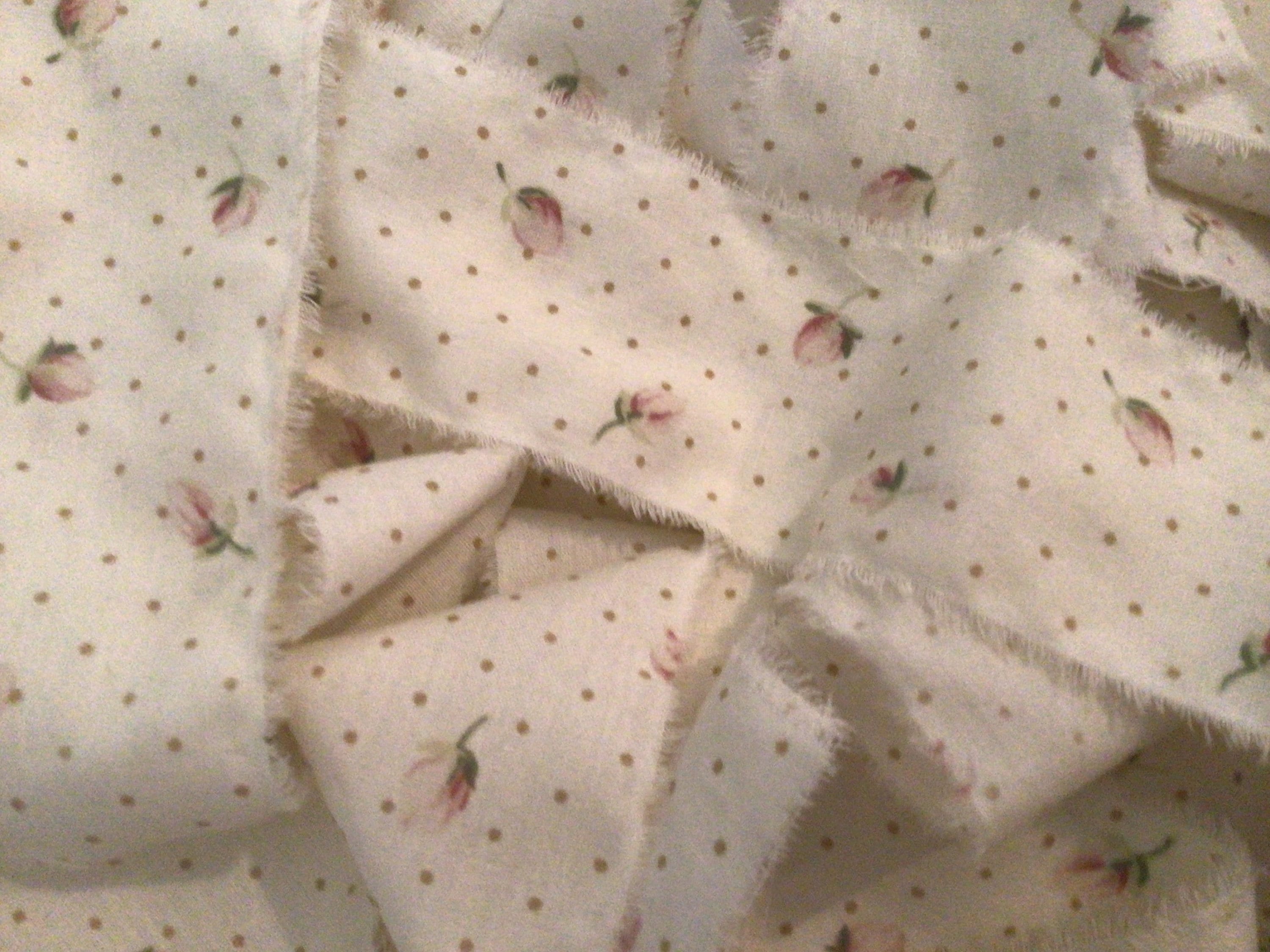 Hand Torn Fabric Ribbon 2” Hand Torn Ribbon Tiny Rosebud Ribbon Junk ...