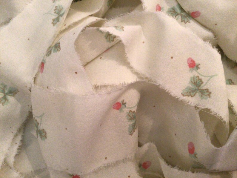 Hand Torn Fabric Ribbon 2 or 1.5 Hand Torn Ribbon Tiny Rosebud Ribbon ...