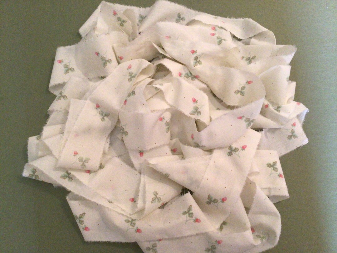 Hand Torn Fabric Ribbon 2 or 1.5 Hand Torn Ribbon Tiny Rosebud Ribbon ...