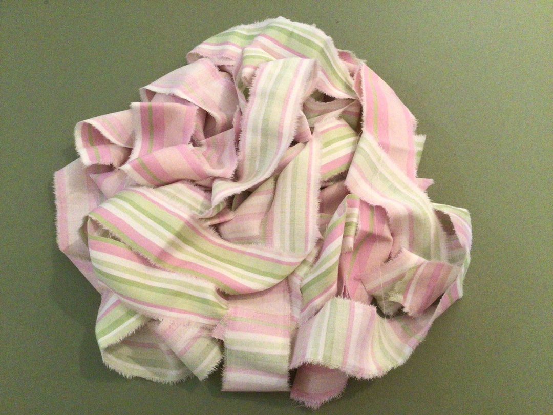 Hand Torn Fabric Ribbon 2 Hand Torn Ribbon Pink and Green Stripe Ribbon ...