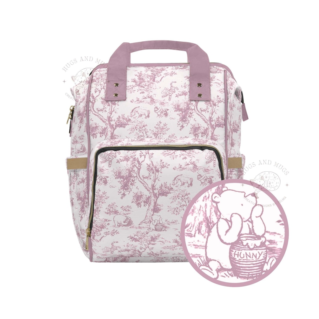 Diaper Backpack Classic Winnie-the-pooh Toile De Jouy Blush Pink Diaper ...