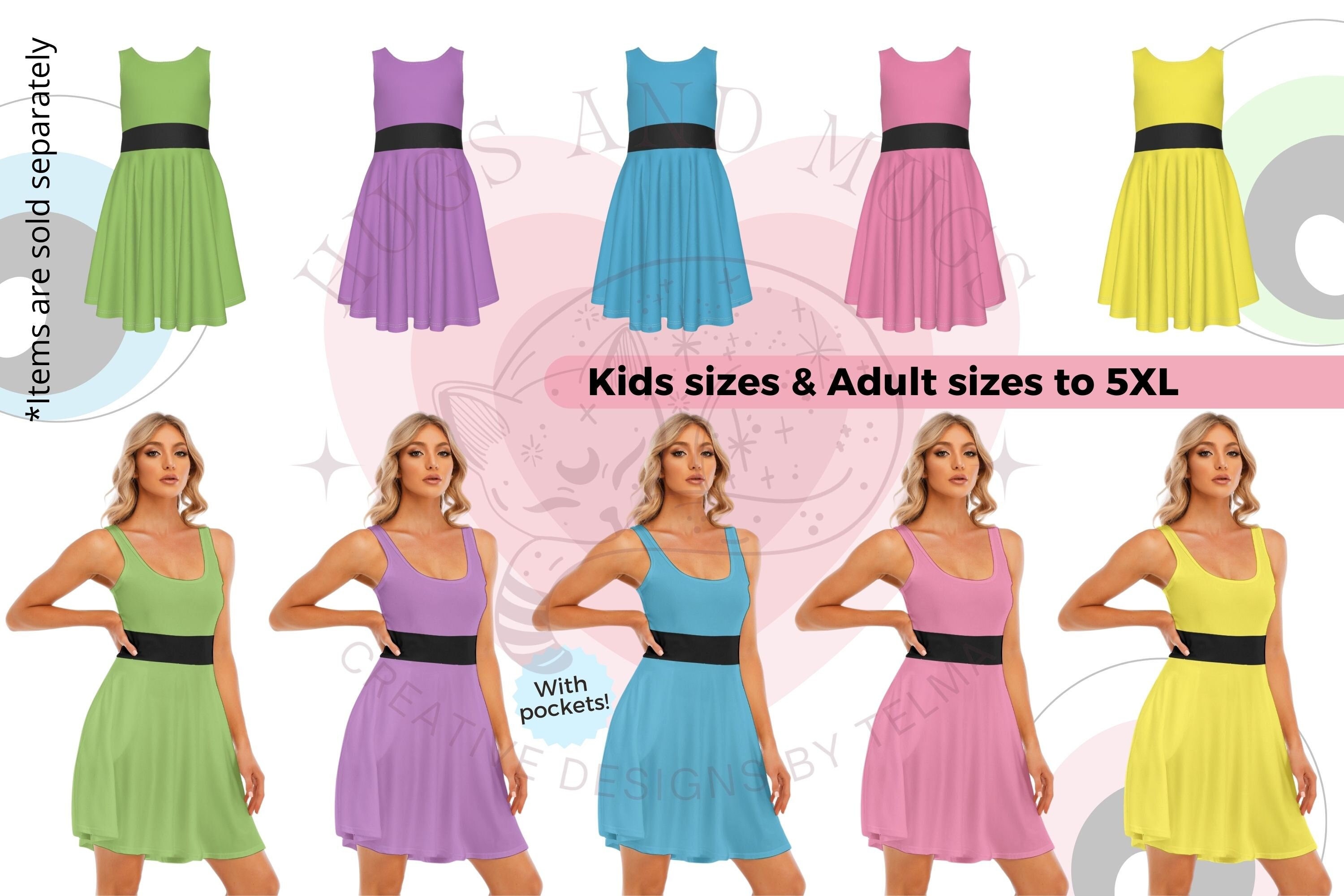 Anime Girls Cosplay Skater Dress: 90s Cartoon Costume - Etsy