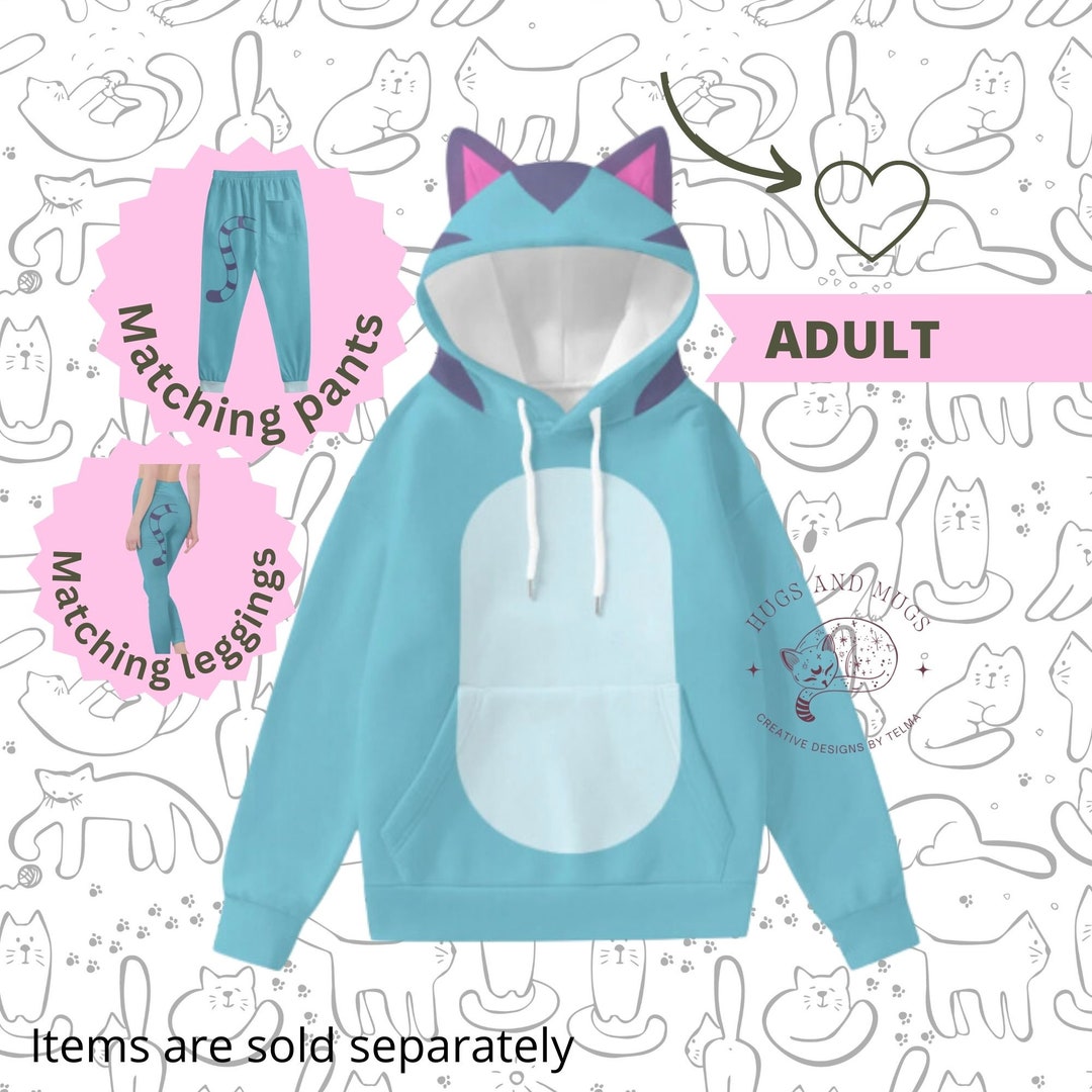 Gabby Cat Rat Costume Hoodie Blue Cat Adult Costume Halloween Cat Rat ...
