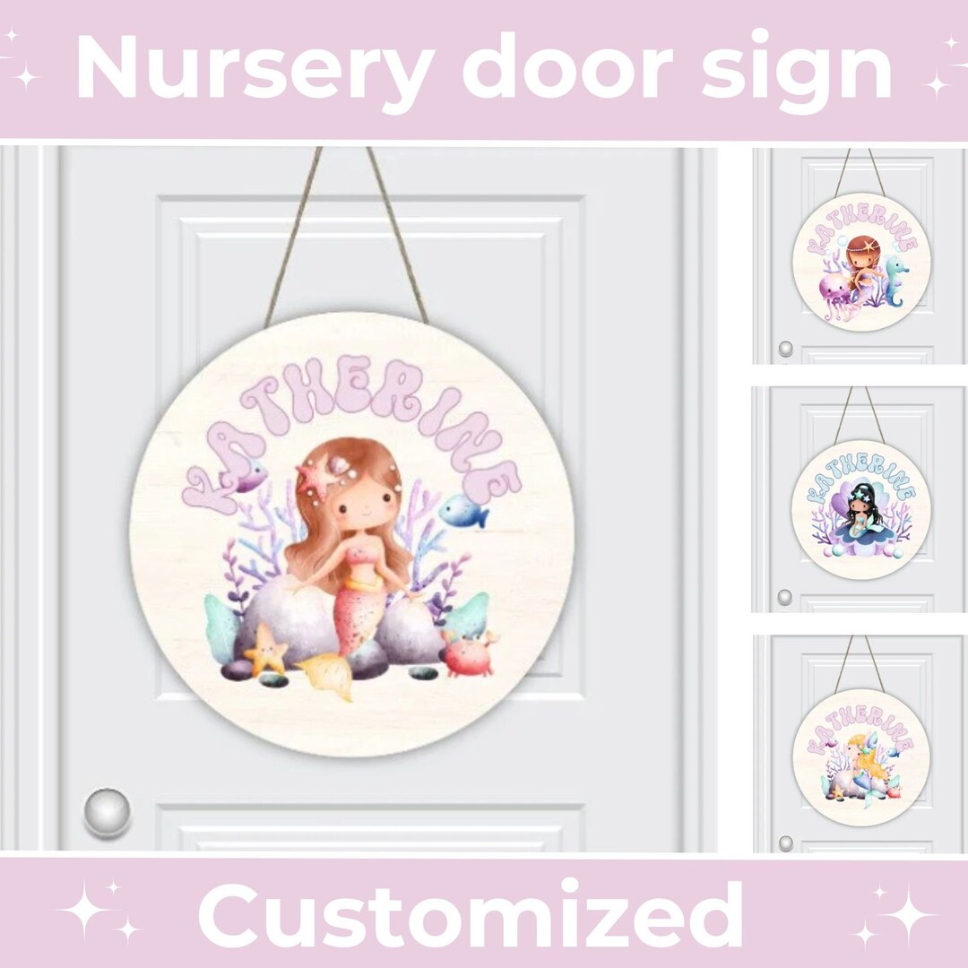 Mermaid Themed Nursery Decor Custom Under the Sea Name Sign for Kids ...