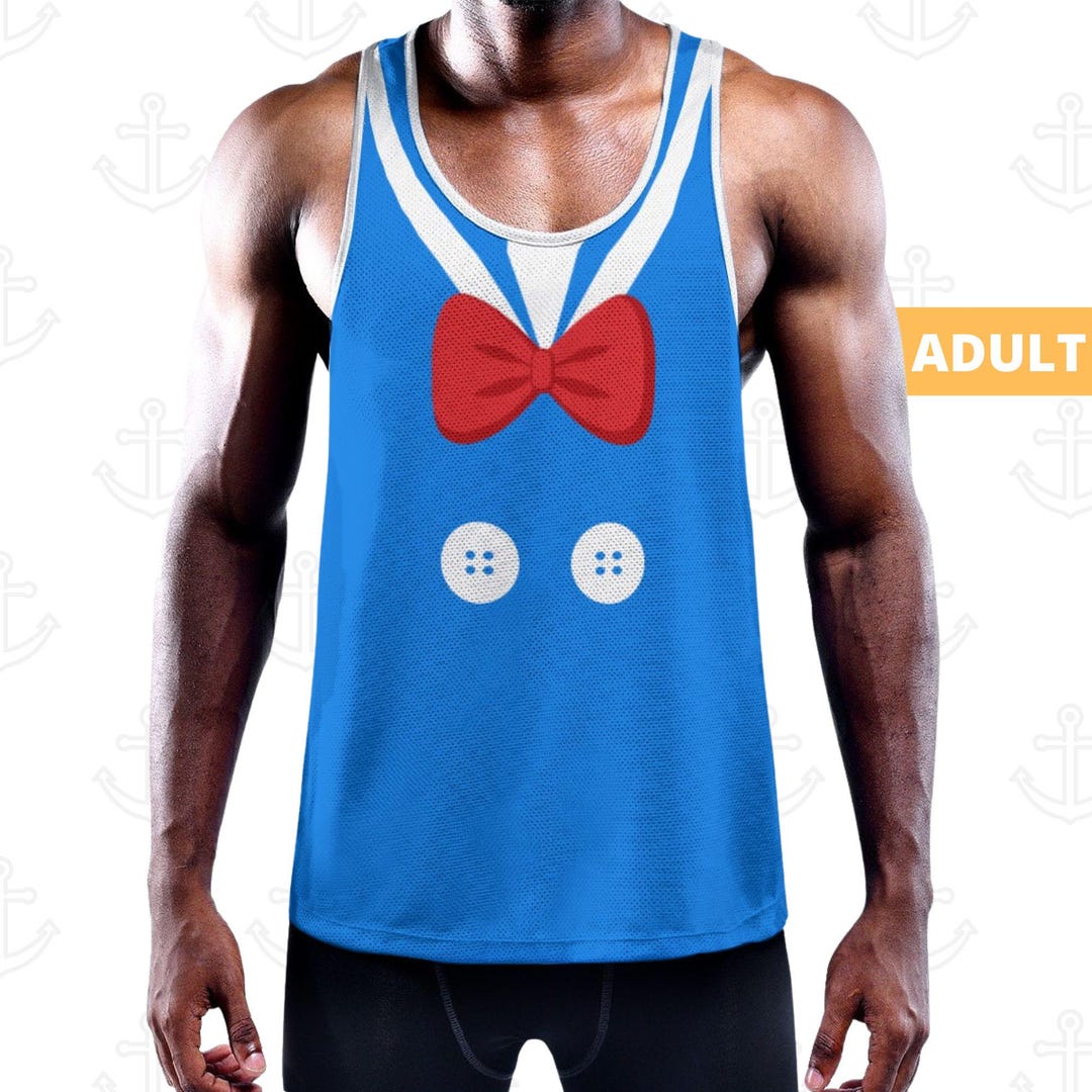 Donald Duck Costume Men's Slim Y-back Tank Top: Marathon Sailor Cosplay ...