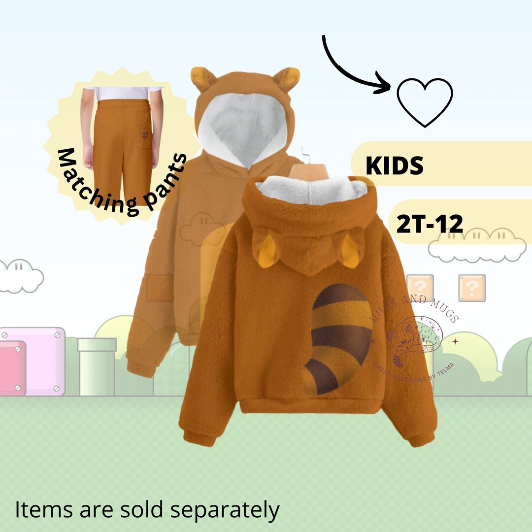 Kids Tanooki Fleece Sweatshirt: Mario Cosplay Costume With Ears - Etsy