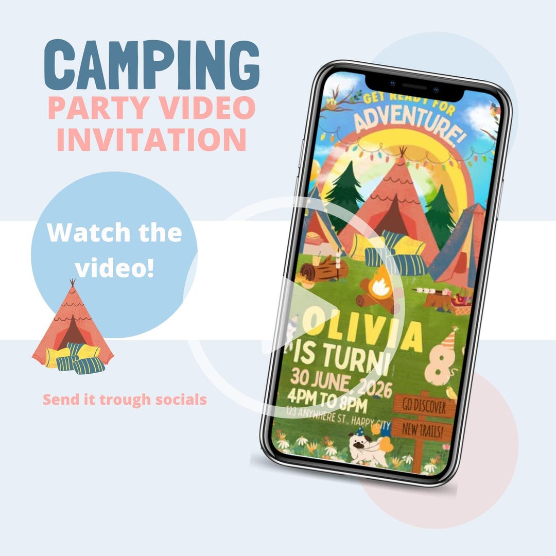 Camping Birthday Party Invitation Camp Birthday Invite Backyard ...