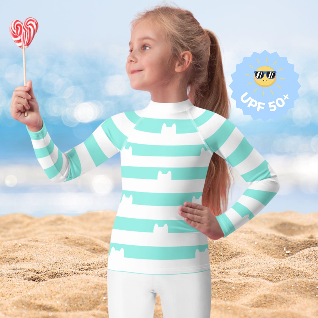 Toddler Rainbow Cat Rash Guard: Long Sleeve UPF 50+ Swim Shirt - Etsy
