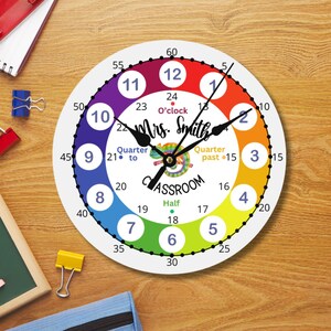 Personalized Teacher Clock Customizable Lerning Hours to Tell Time ...