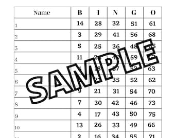 100 Ball 20 Line Bingo mixed Straight Blank - Etsy Canada