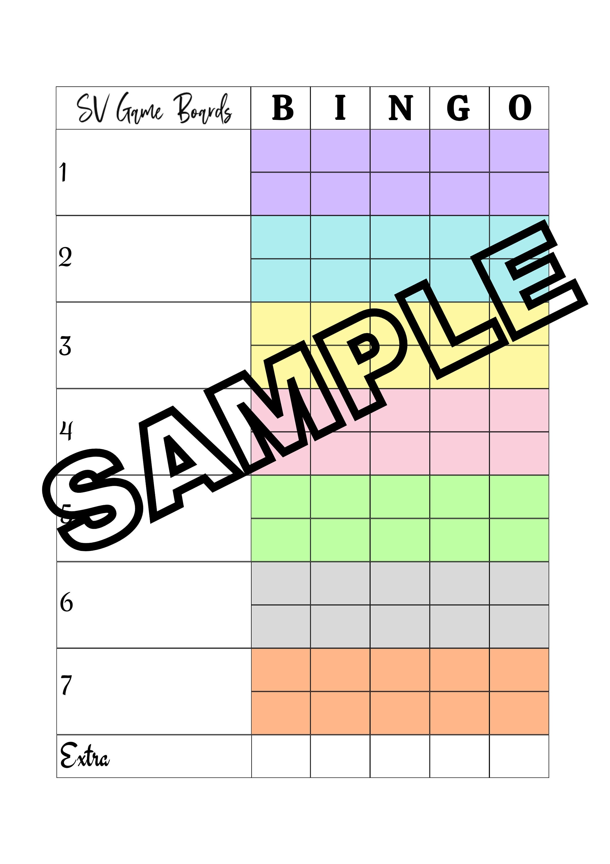 7 Block Rainbow Bingo (mixed, Straight, Blank) - Etsy Canada