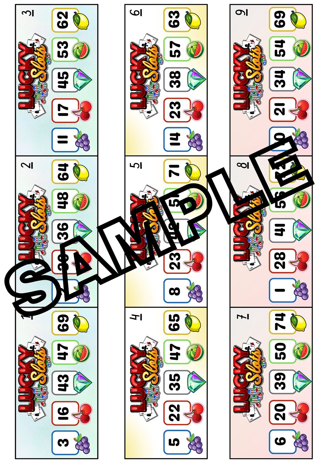 Lucky Slots 5 Number HOLDS Bingo (25 Card, Master, Call Sheet) - Etsy
