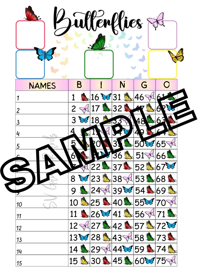 Butterflies Bingo (mixed, Straight, Blank) - Etsy