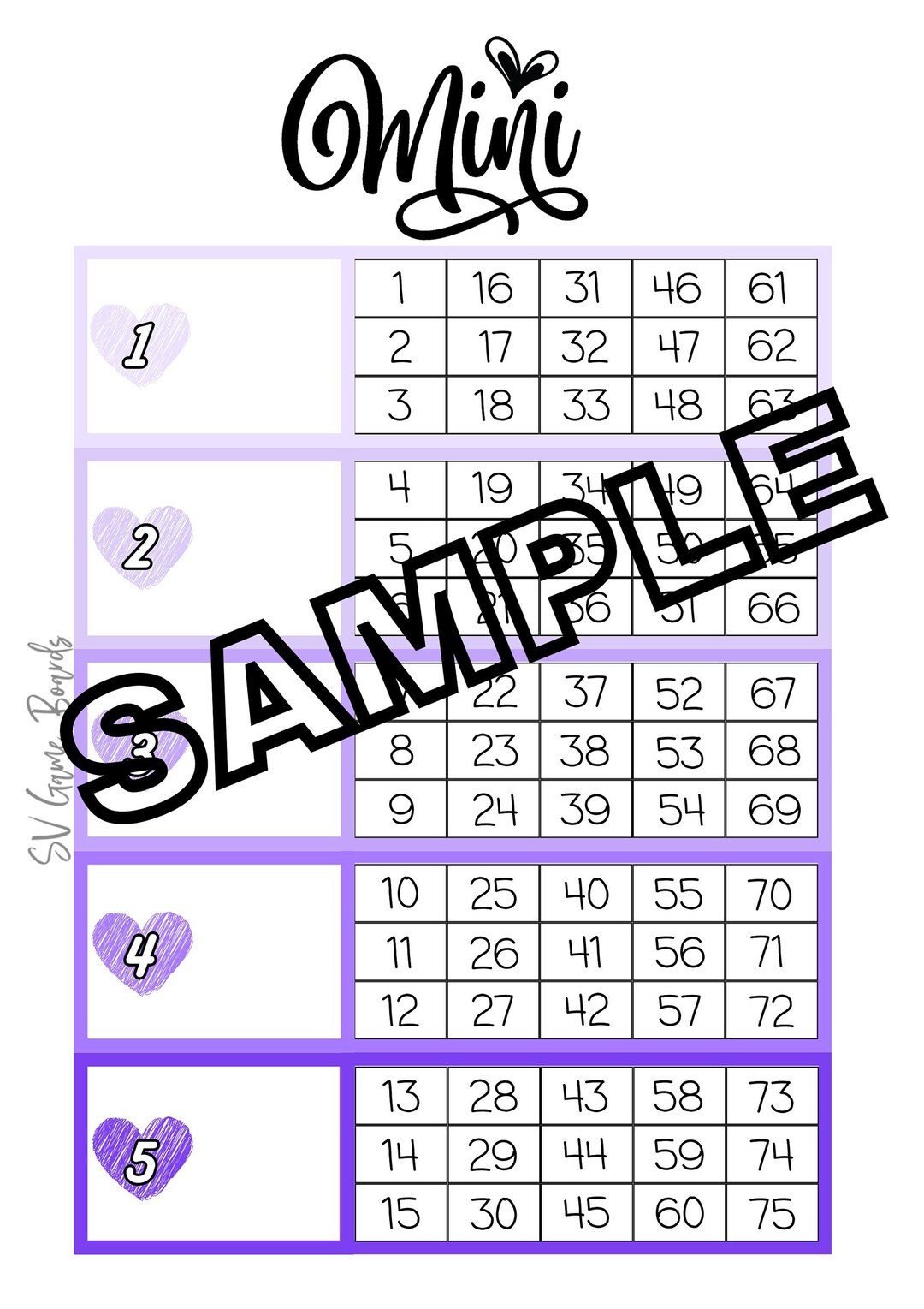 Mini Block Bingo Purple (mixed, Straight, Blank) - Etsy