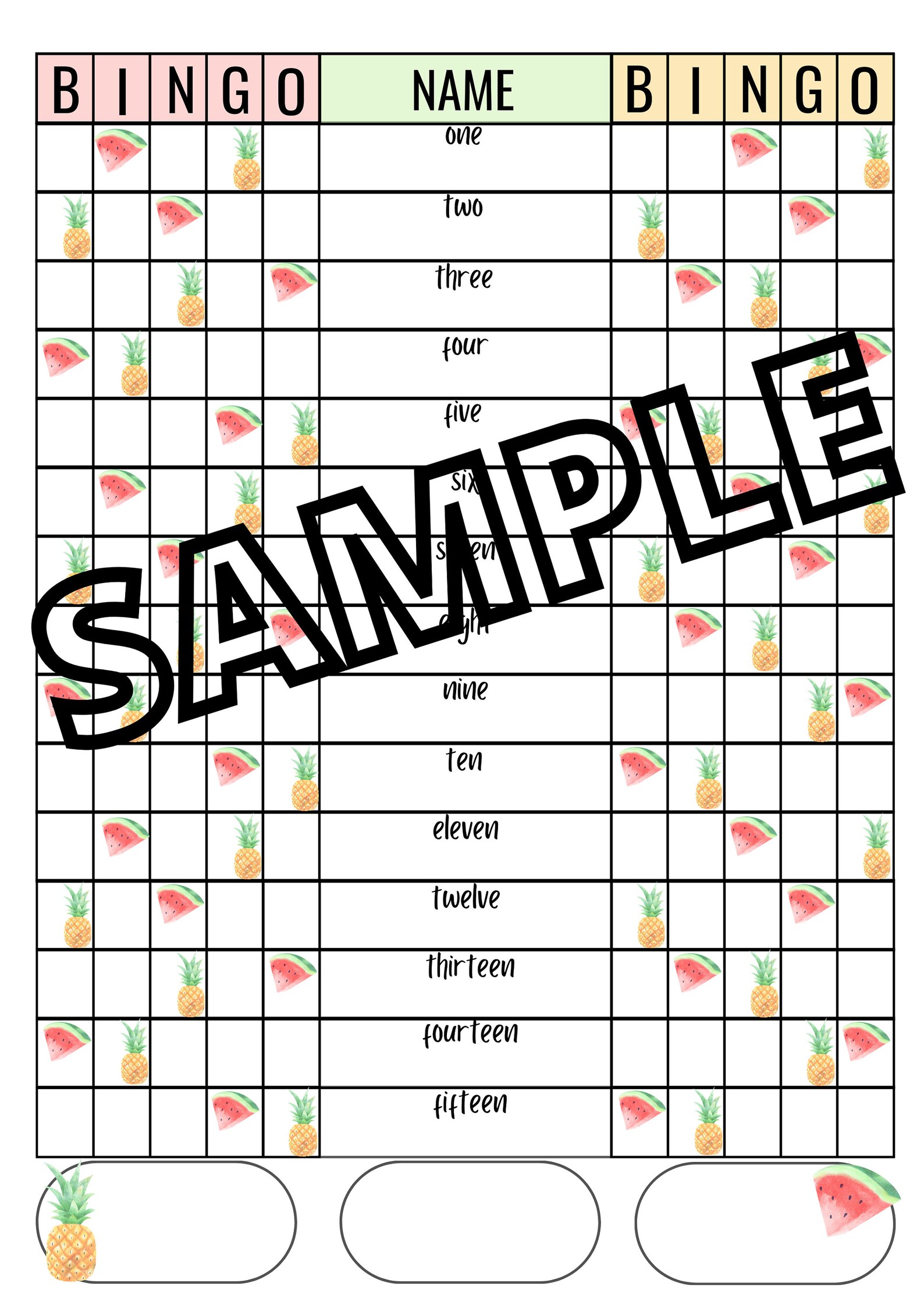 Double Bingo Pineapple Watermelon (mixed,blank) - Etsy