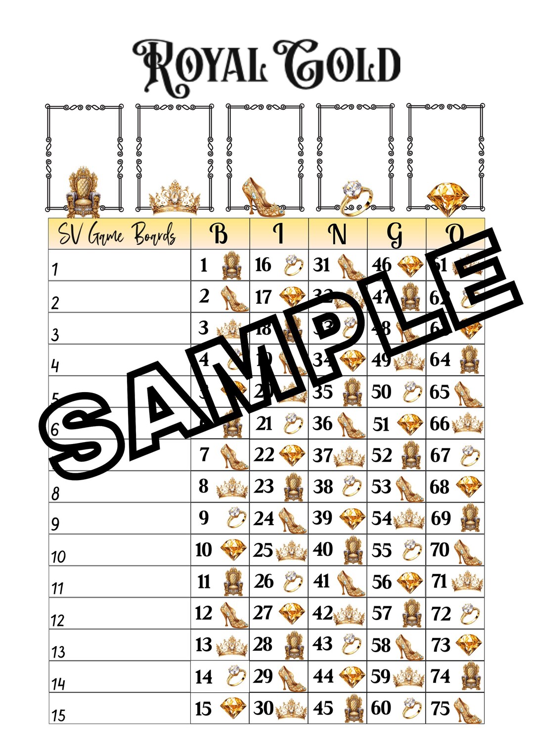 Royal Gold Bingo (mixed, Straight, Blank) - Etsy
