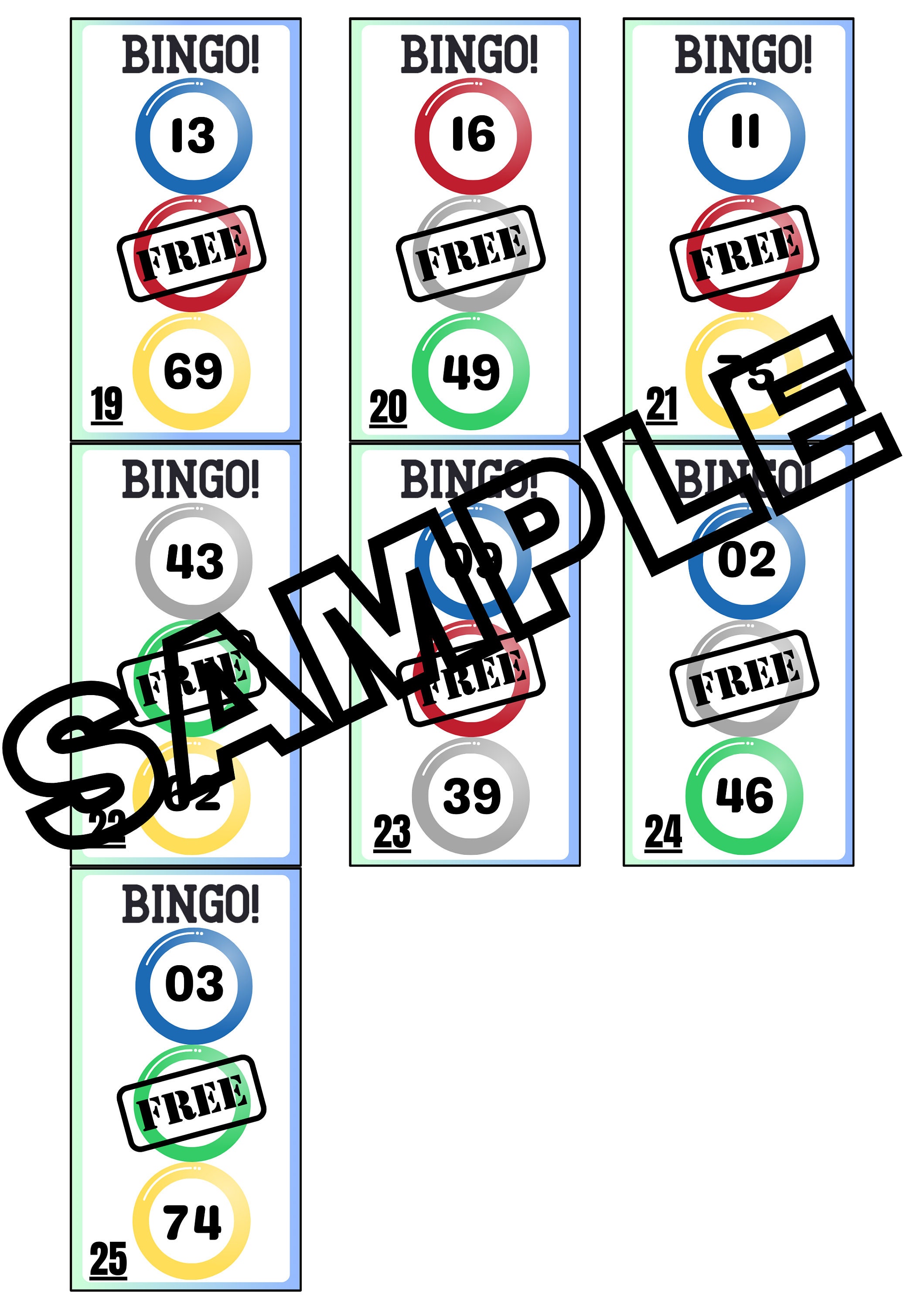 Bingo Holds Free Space, 2 Number (25 Card, Master, Call Sheet) - Etsy