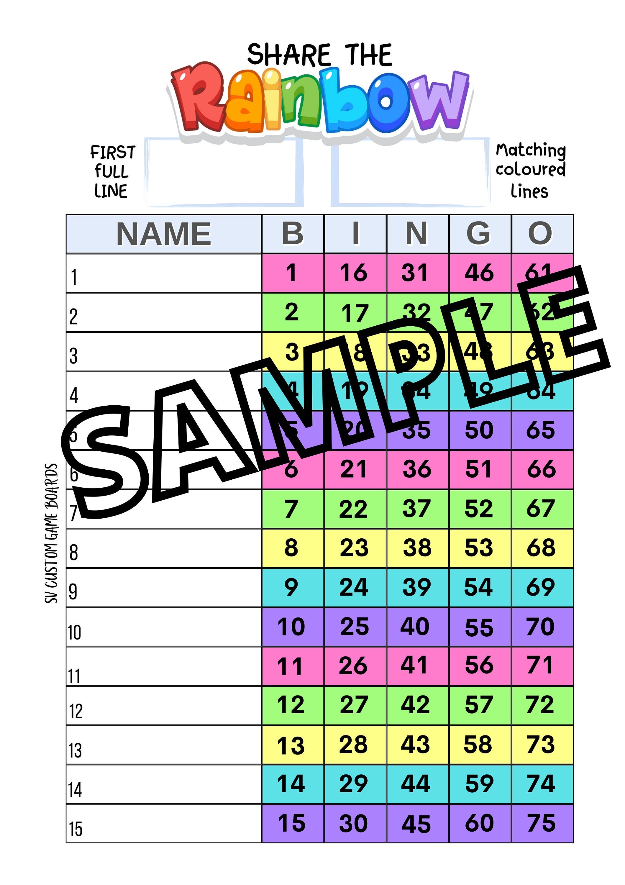 Share the Rainbow Bingo (mixed, Straight, Blank) - Etsy