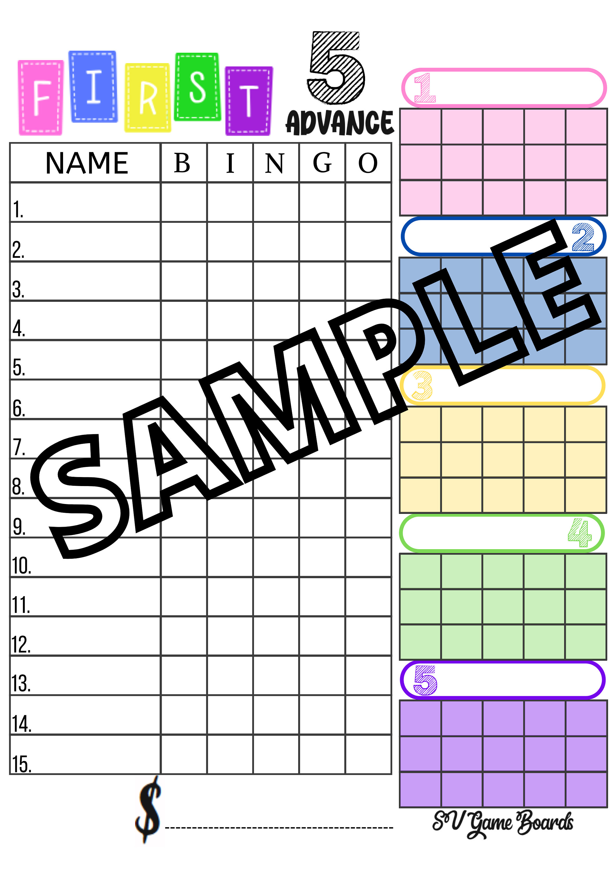 First 5 Advance Bingo Blocks mixed, Straight, Blank - Etsy