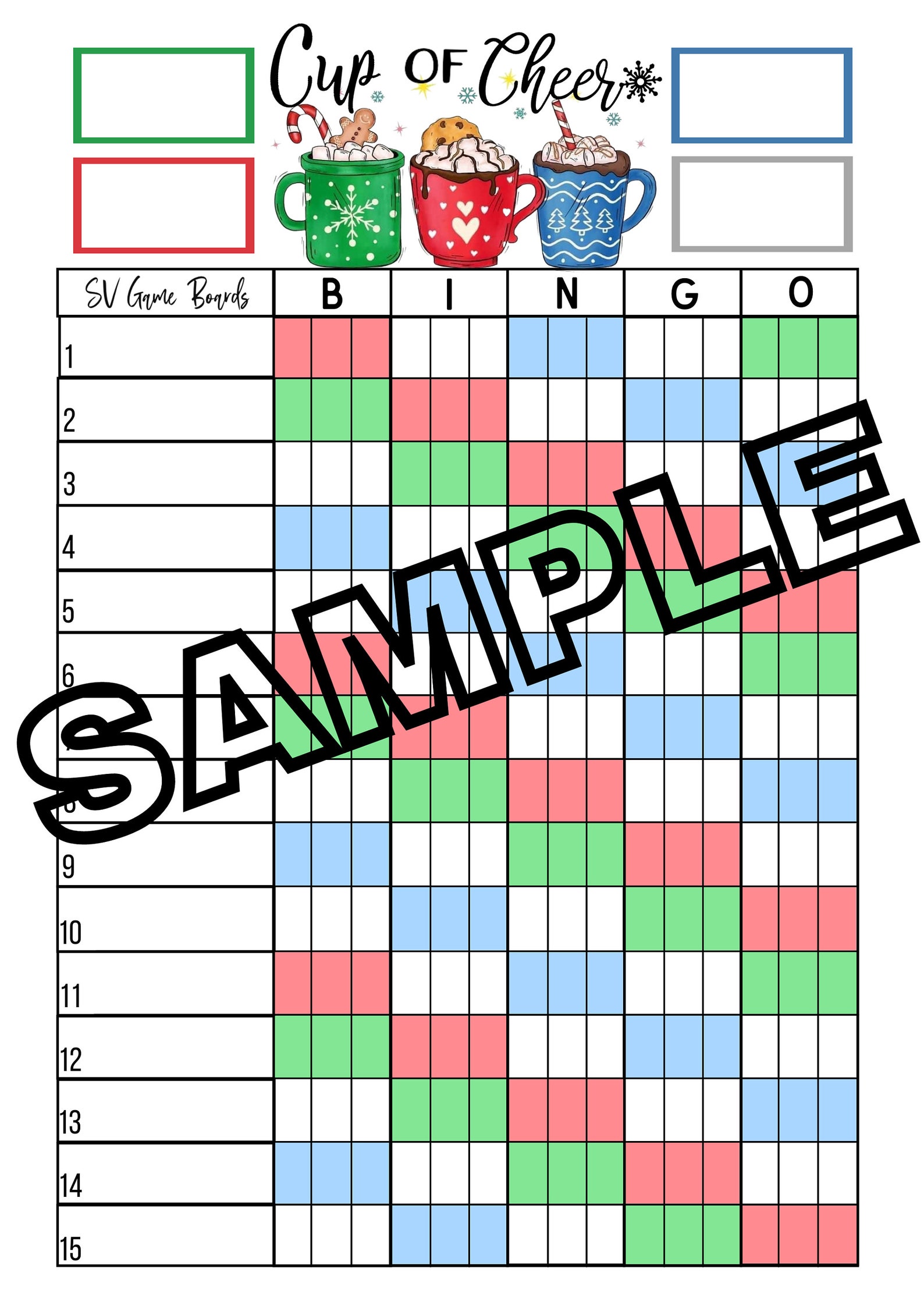 Cup of Cheer Triple Bingo Christmas (mixed, Blank) - Etsy