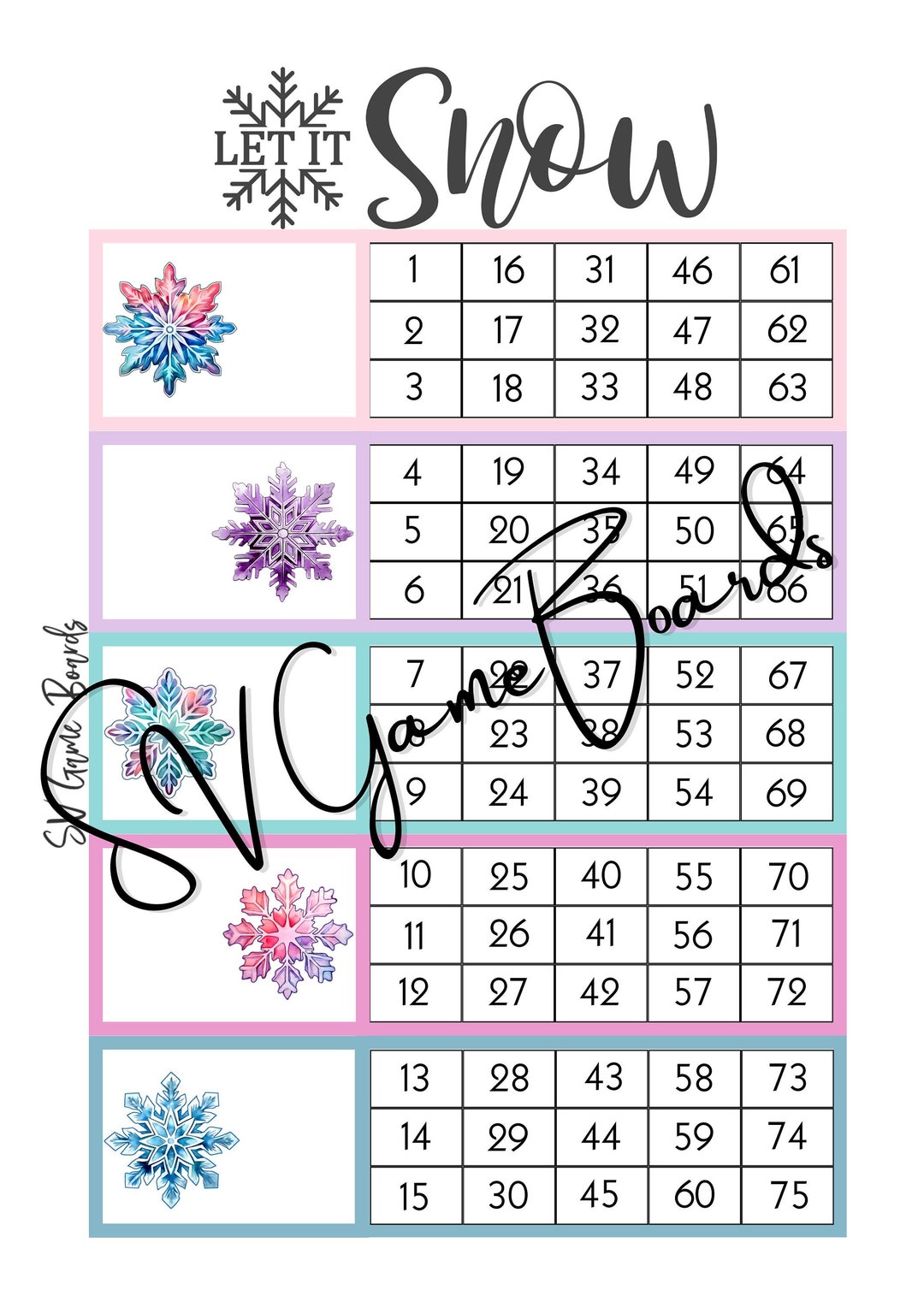 Let It Snow Blocks Bingo mixed, Straight, Blank - Etsy
