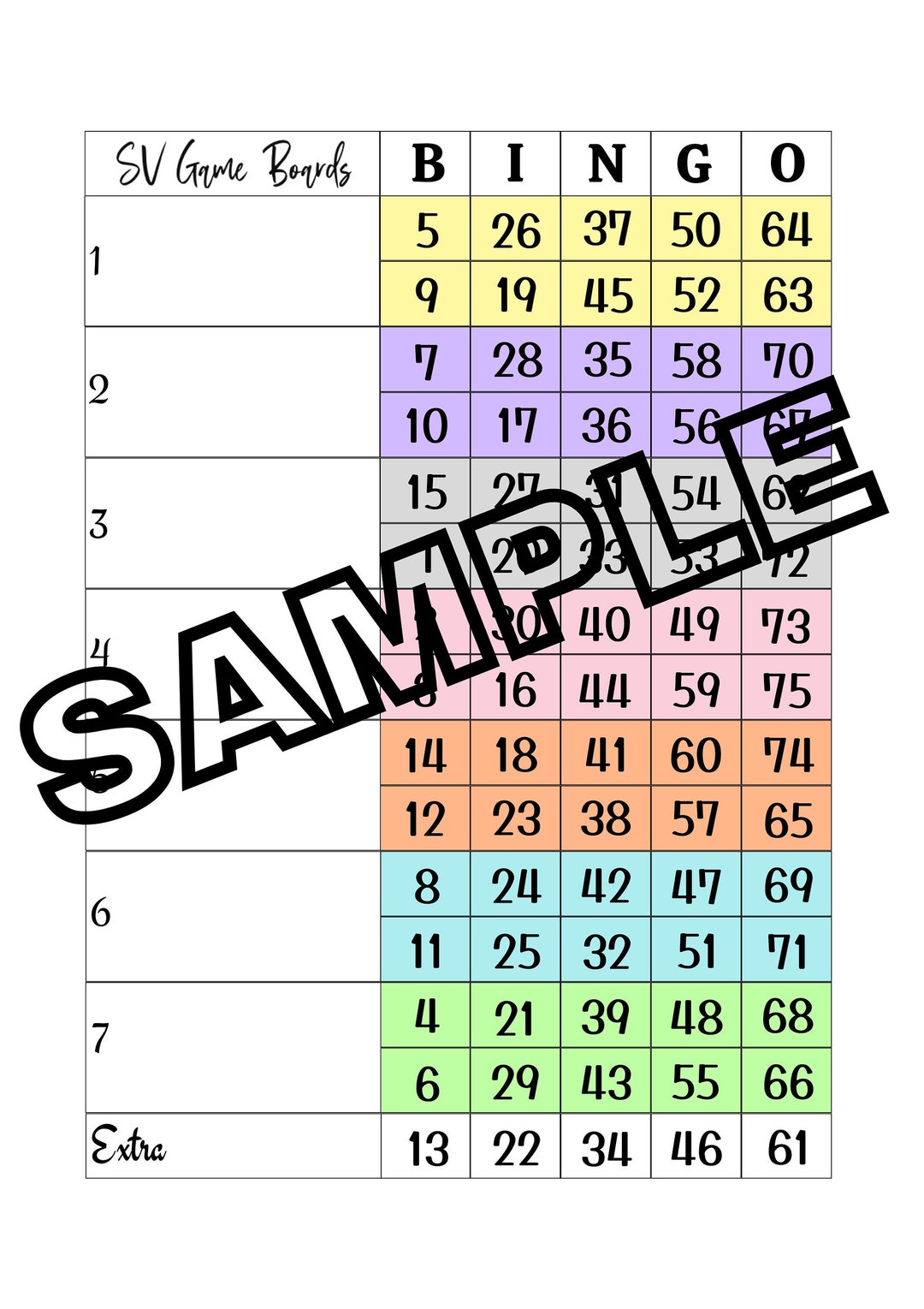 7 Block Bingo Mixed Bundle (5 Copies) - Etsy