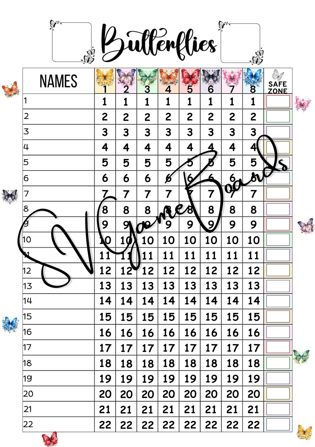 Butterflies Number Generator Game - Etsy