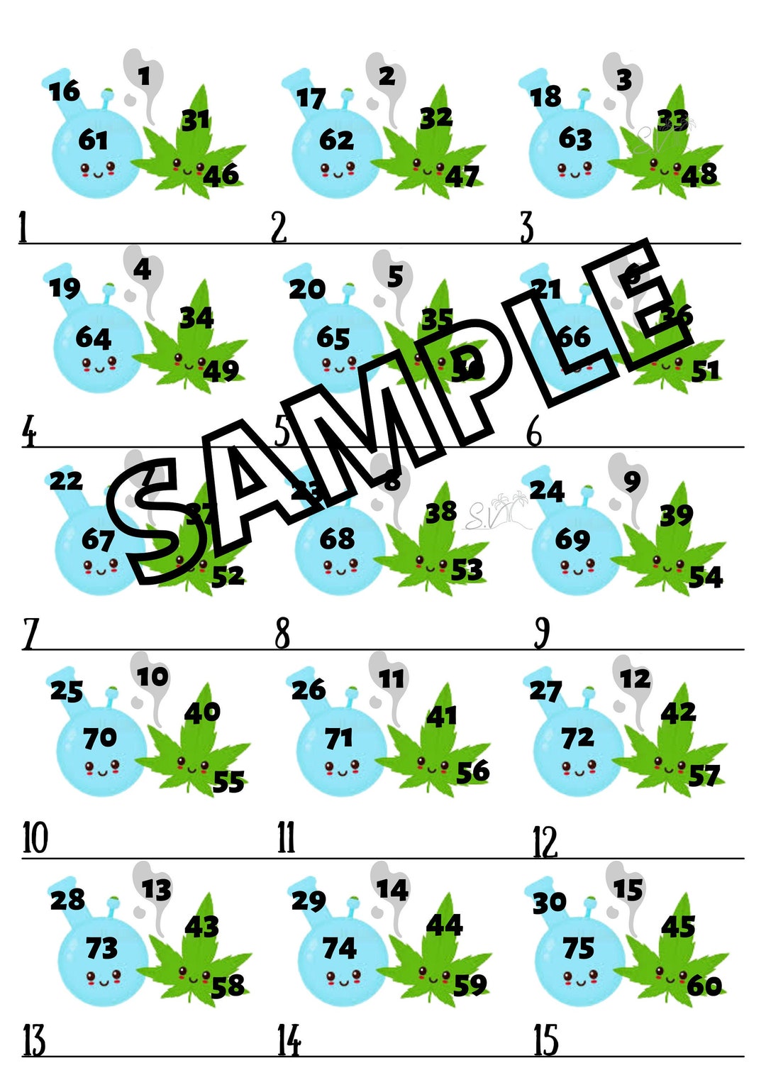 Bong and Weed Bingo mixed, Straight, Blank - Etsy