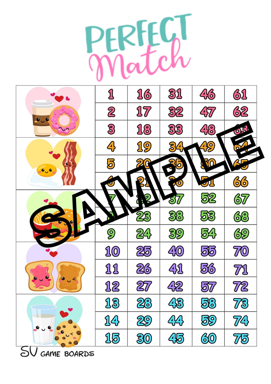 Perfect Match Block Bingo - Etsy