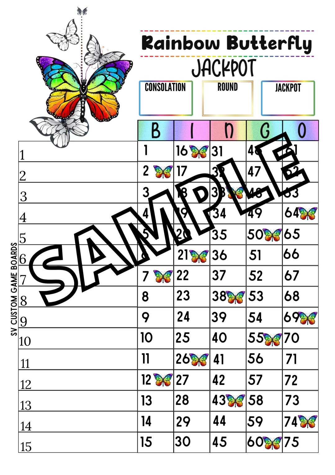 Rainbow Butterfly Jackpot Bingo (gemischt, straight, blank) - Etsy.de