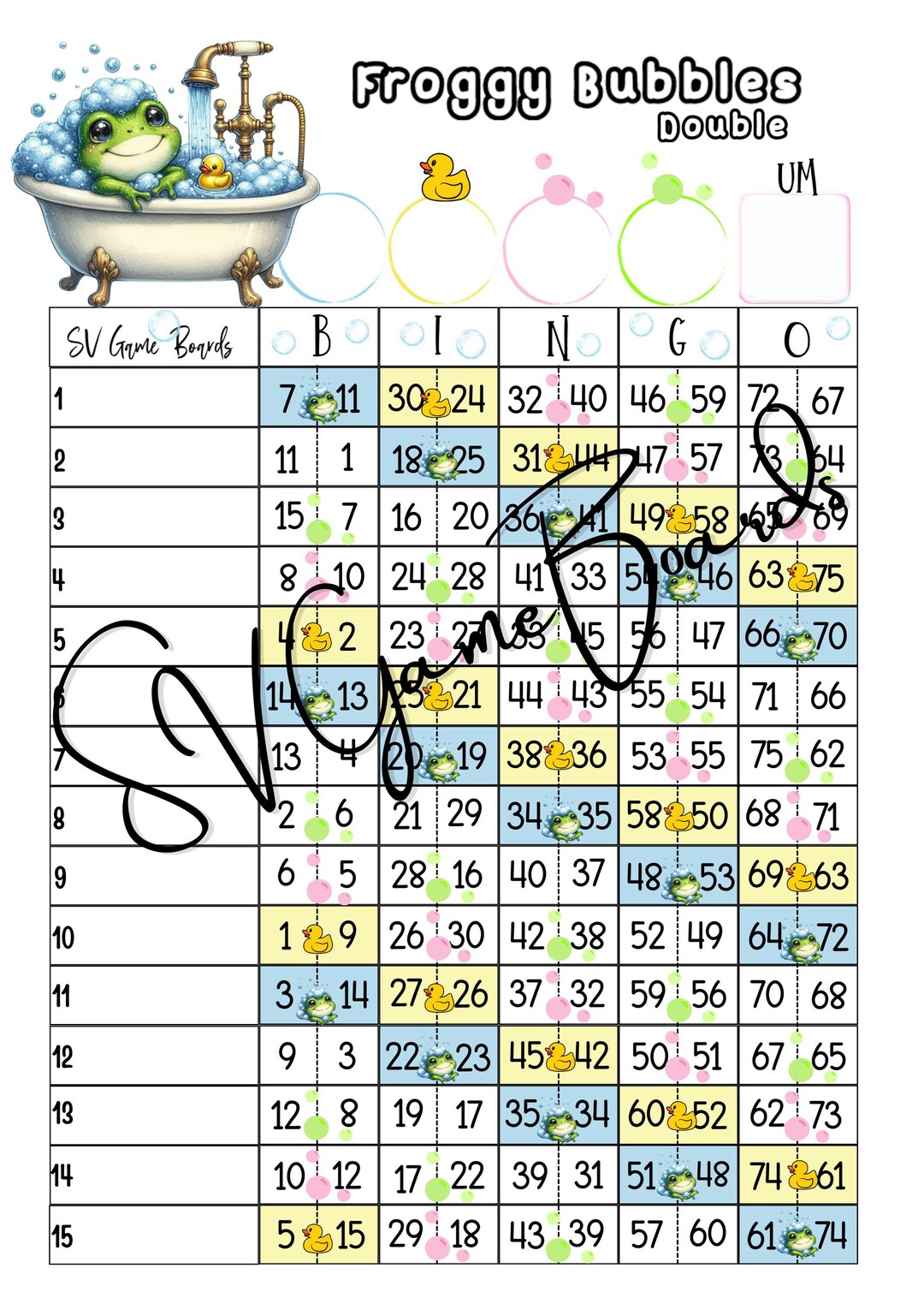 Froggy Bubbles Double Bingo (mixed, Blank) - Etsy