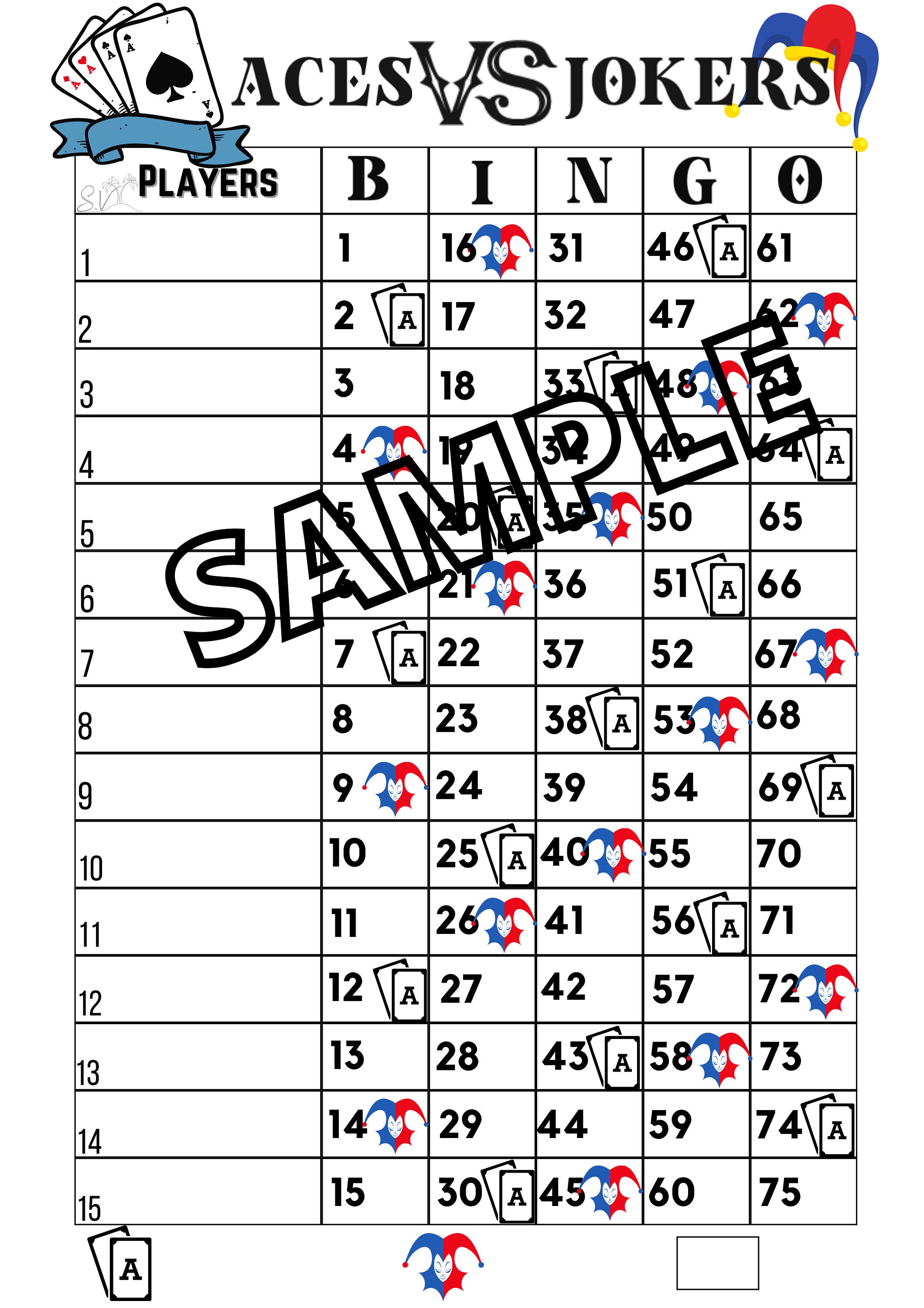 Aces VS Jokers Bingo (mixed, Straight, Blank) - Etsy
