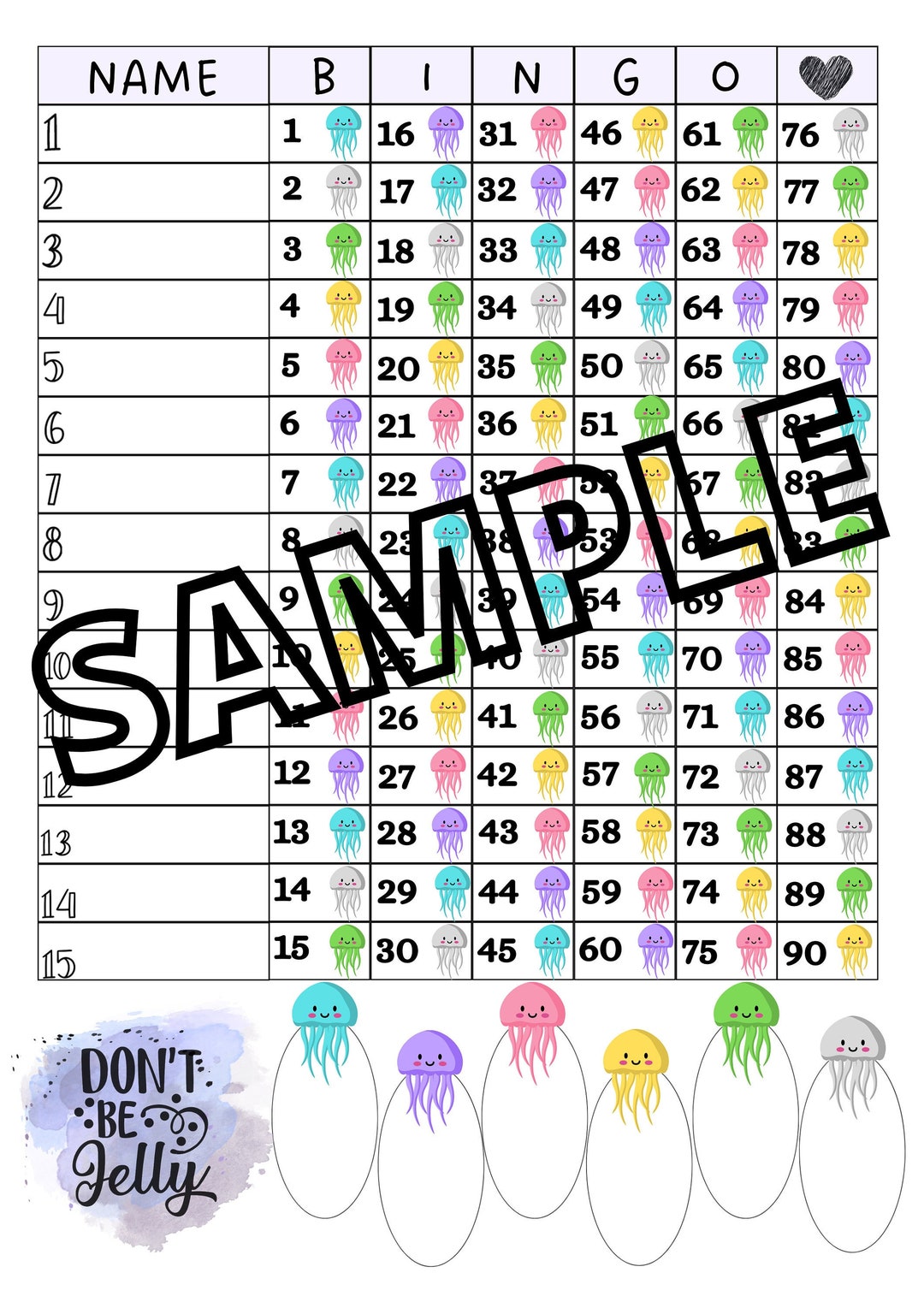 Dont Be Jelly Bingo 90 Ball 15 Lines (mixed, Straight, Blank) - Etsy Canada