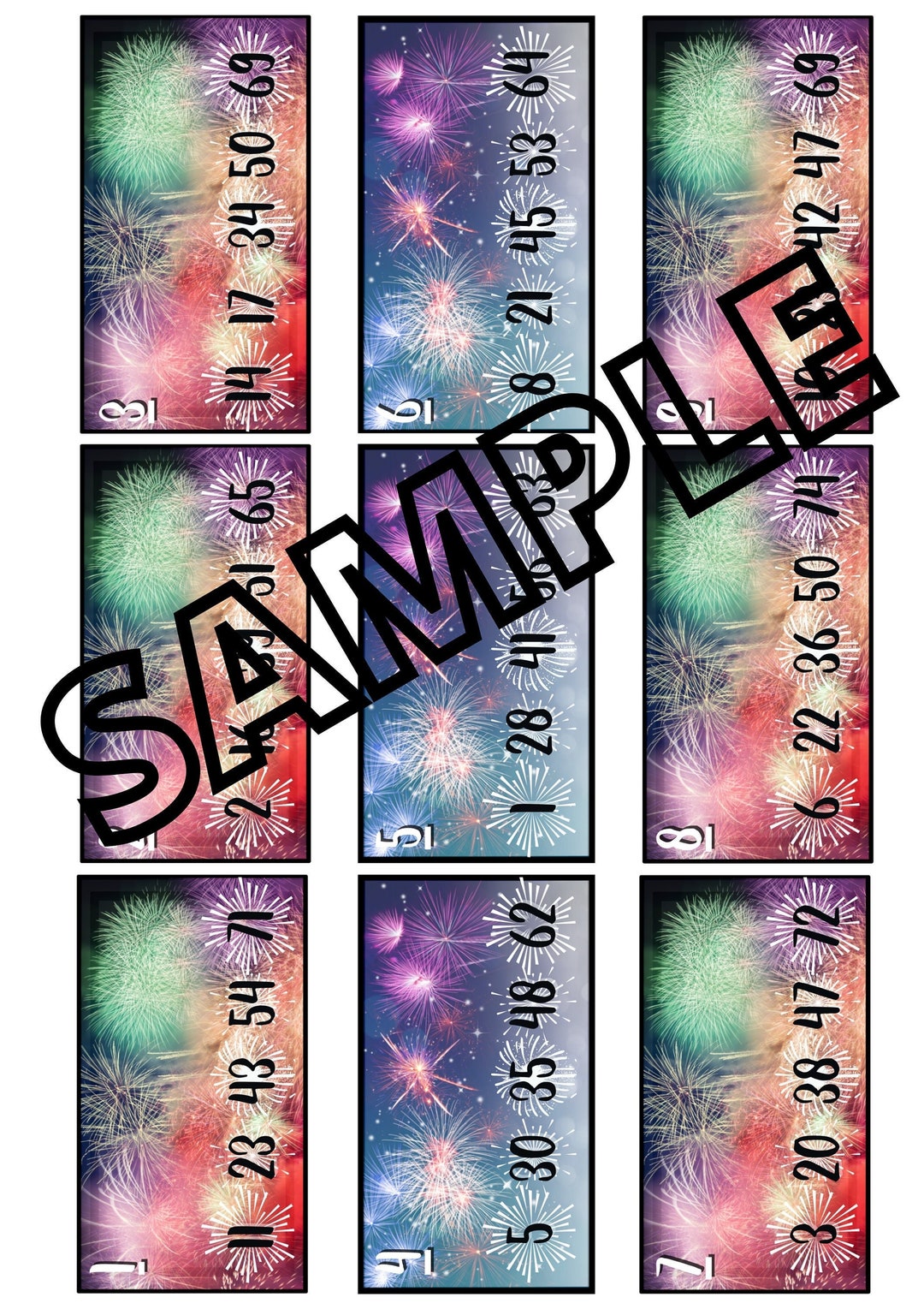 Fireworks Holds 25 Cards, 5 Numbers, 75 Ball, Houdini Balanced - Etsy