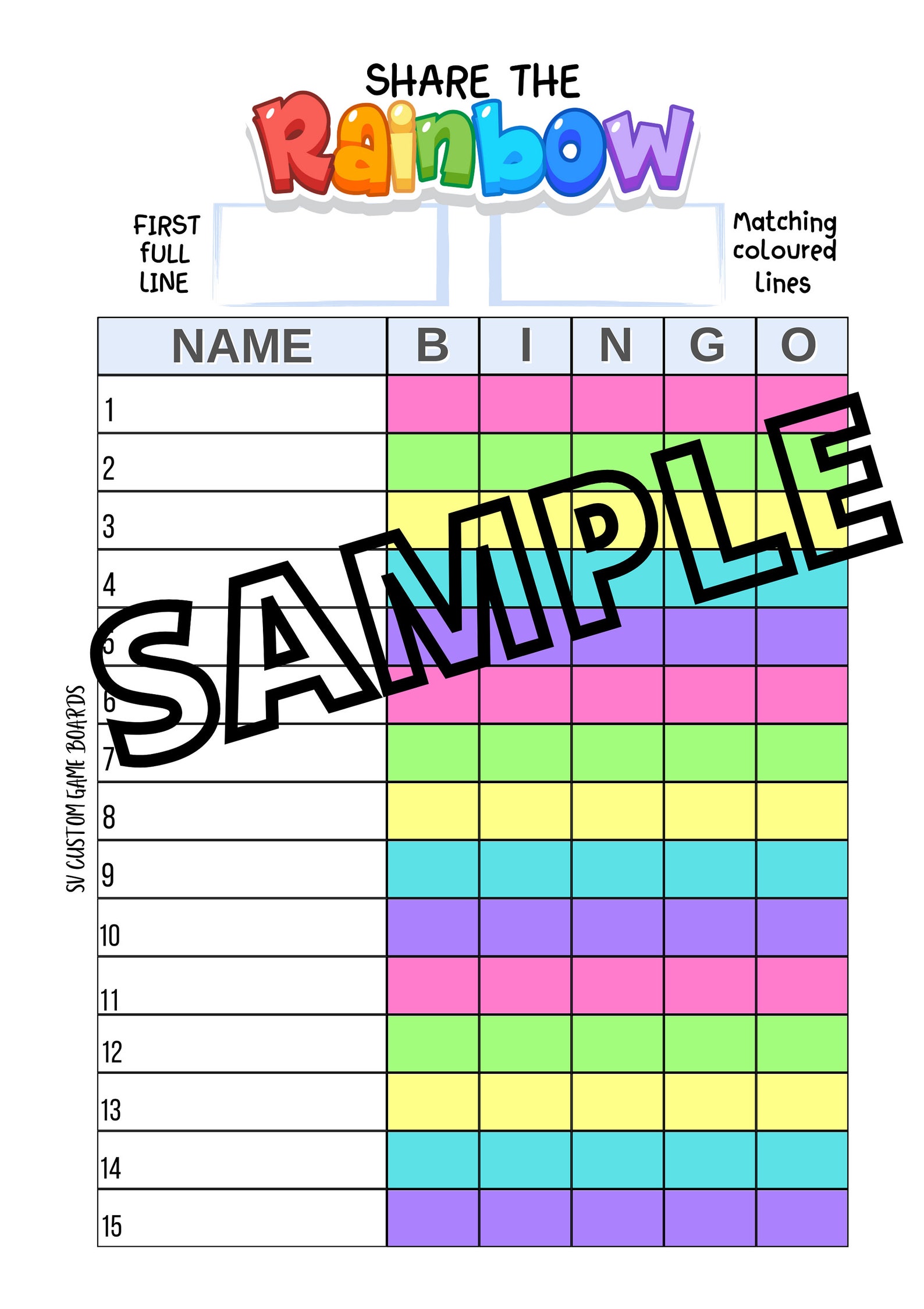 Share the Rainbow Bingo (mixed, Straight, Blank) - Etsy