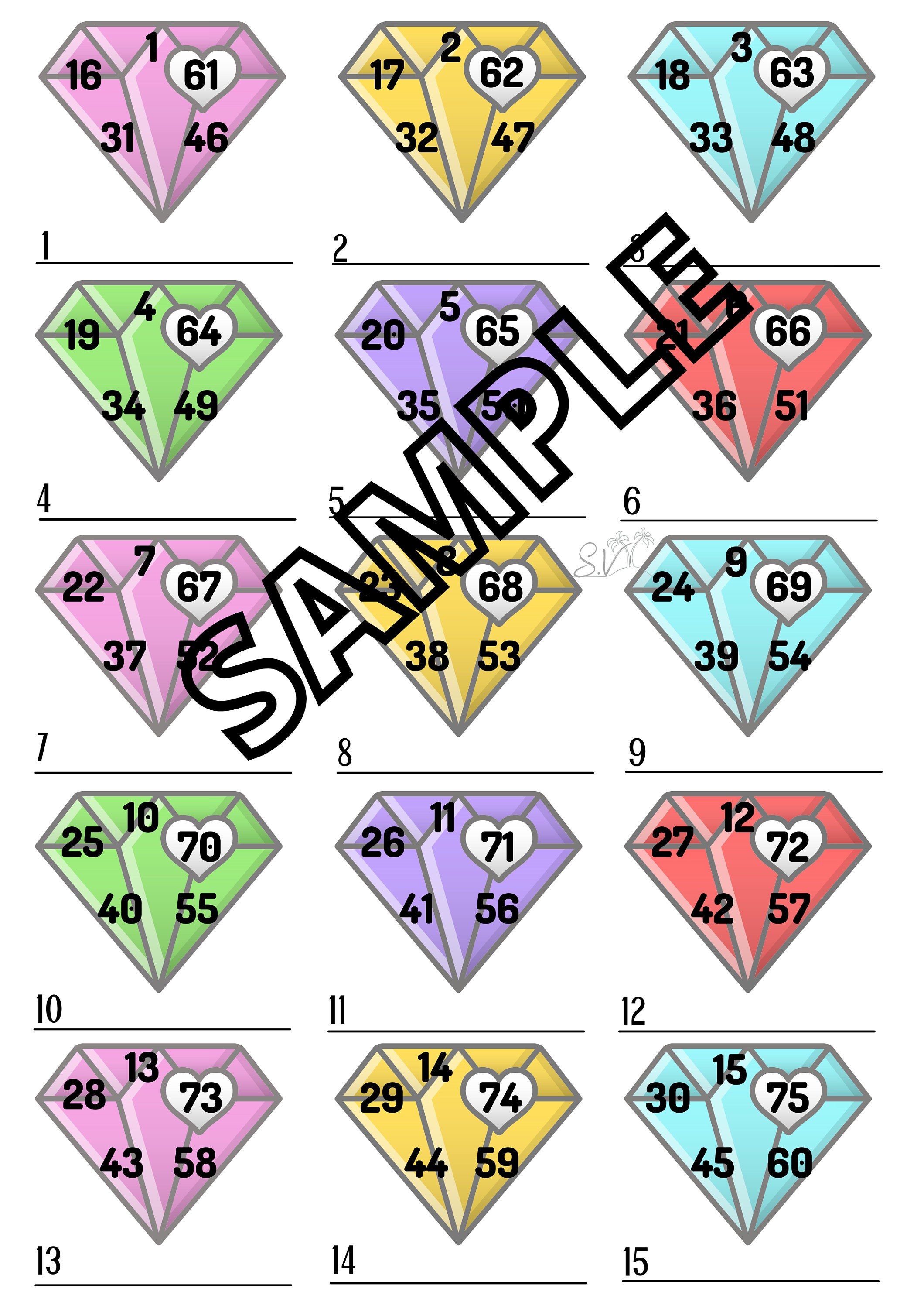 Diamond Bingo (mixed, Straight, Blank) - Etsy Canada