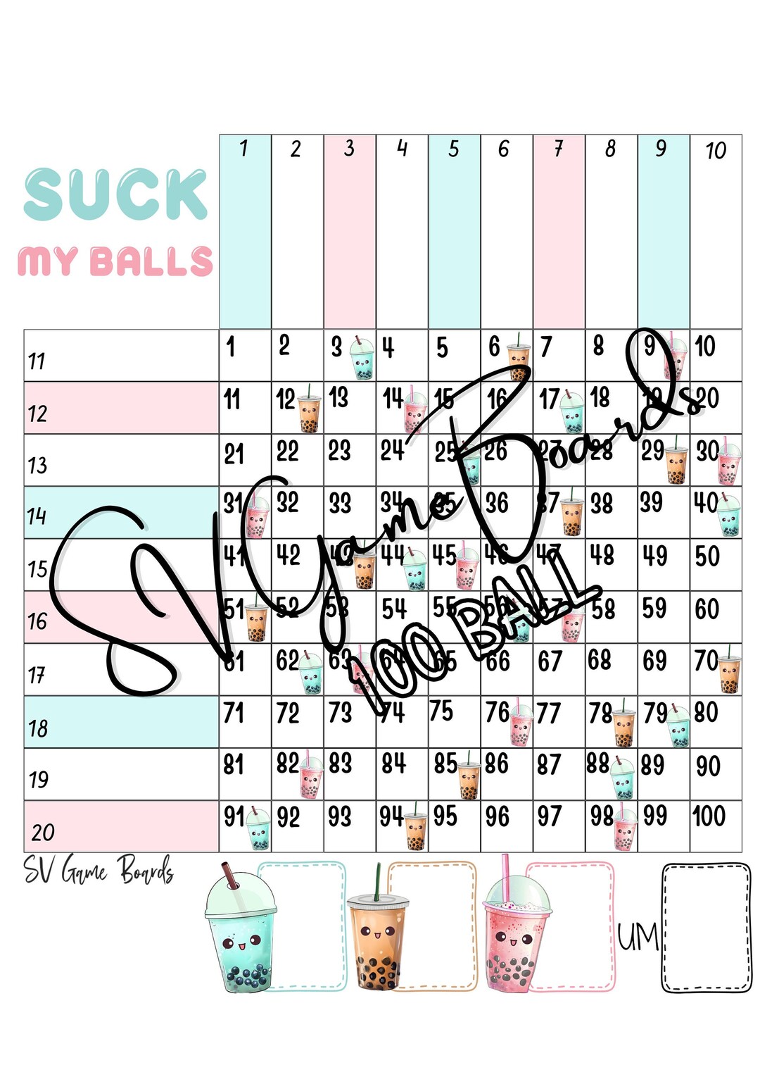 Bubble Tea Grid 100 Kugel Bingo (gemischt, gerade, blanko) - Etsy.de