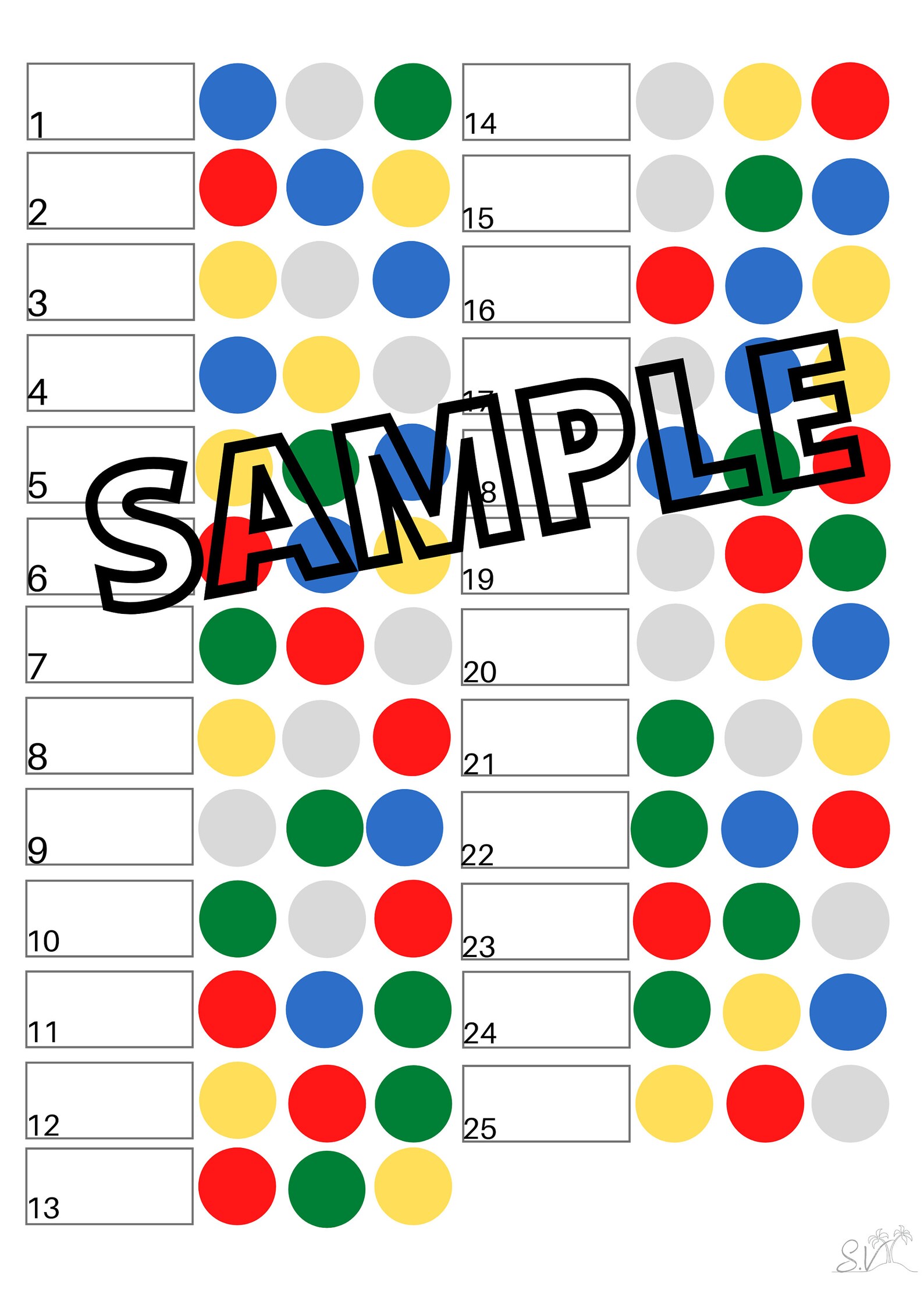 3 Ball Game 25 Lines (2 Mixed Copies, 1 Blank) - Etsy