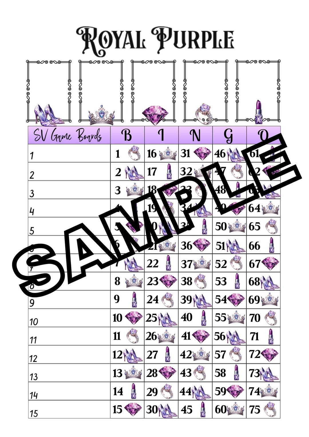Royal Purple Bingo (mixed, Straight, Blank) - Etsy