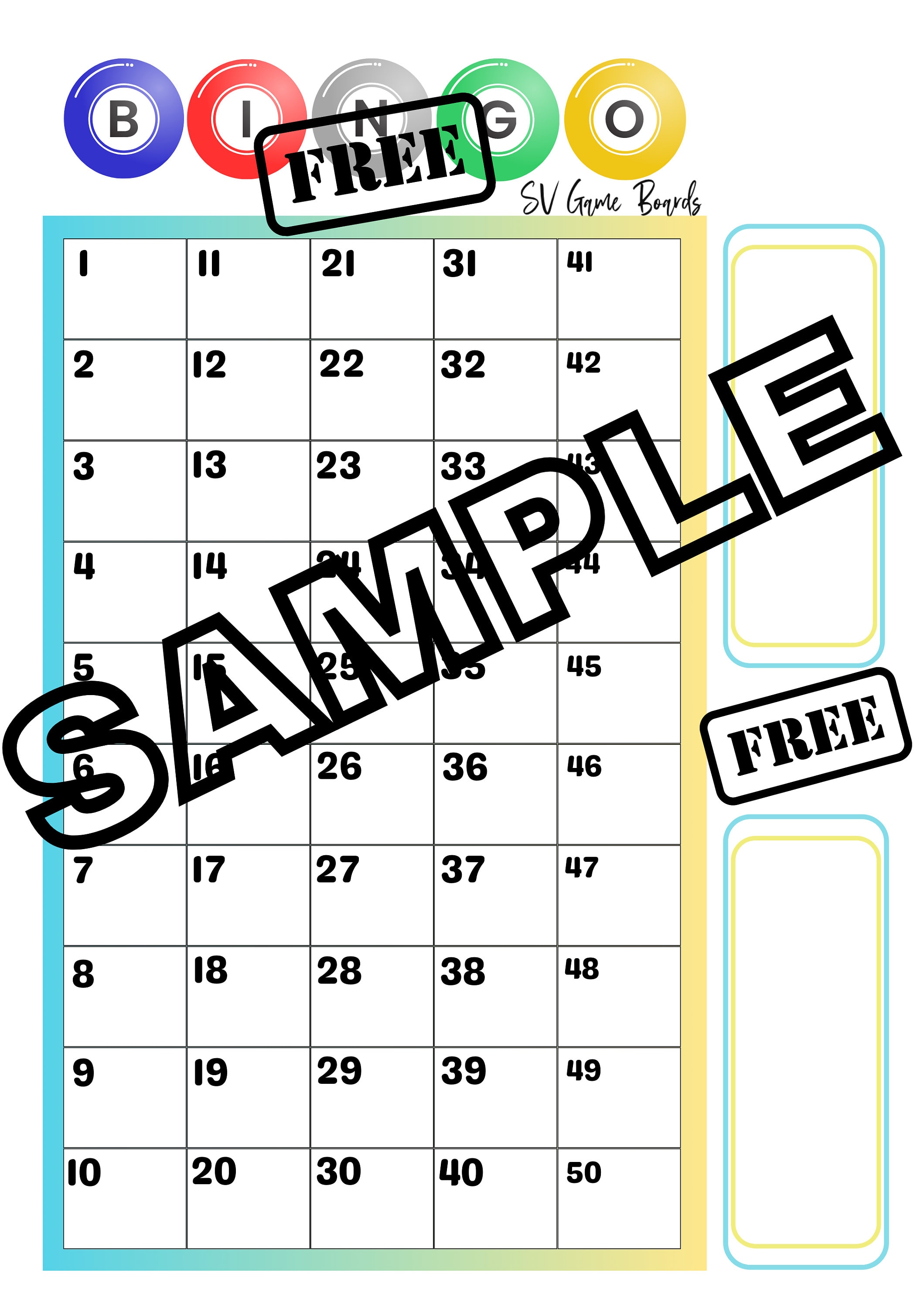 Bingo Holds Free Space, 2 Number (25 Card, Master, Call Sheet) - Etsy