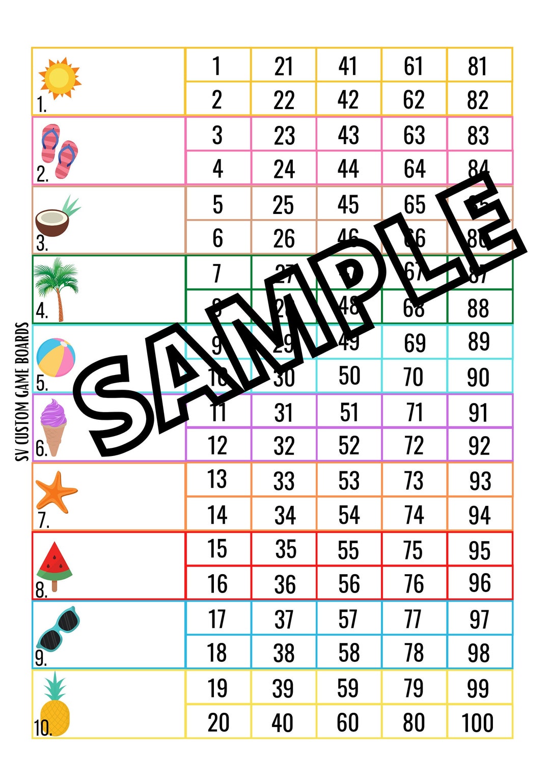 Tropical Blocks 100 Ball 10 Lines Bingo 9mixed, Straight, Blank) - Etsy