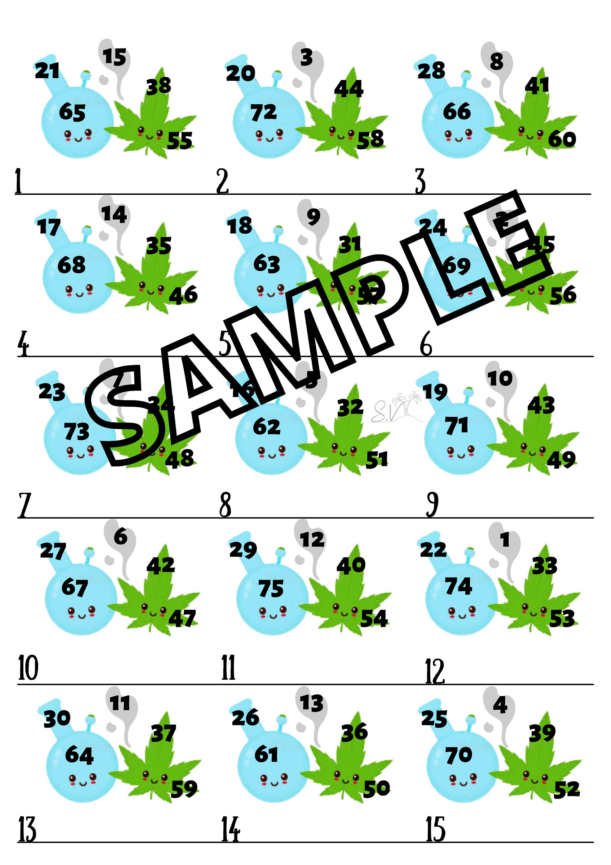 Bong and Weed Bingo mixed, Straight, Blank - Etsy