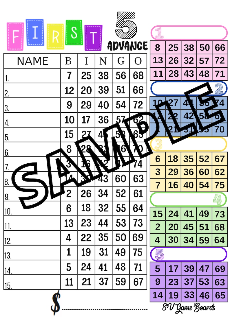 First 5 Advance Bingo Blocks mixed Straight Blank - Etsy