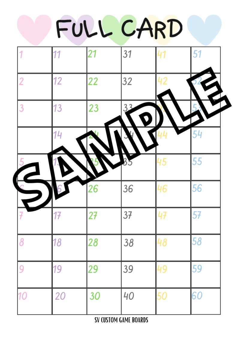 Full Card Heart Holds 10 Number 25 Card, Master, Call Sheet - Etsy