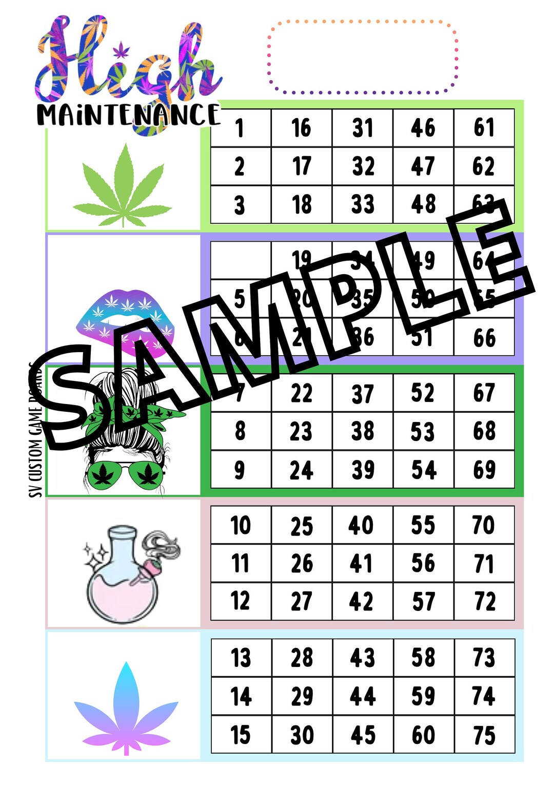 High Maintenance Blocks Bingo (mixed, Straight, Blank) - Etsy
